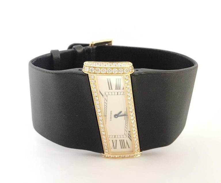 Cartier Yellow Gold Diamond Diagonal Quartz Wristwatch at 1stDibs ...