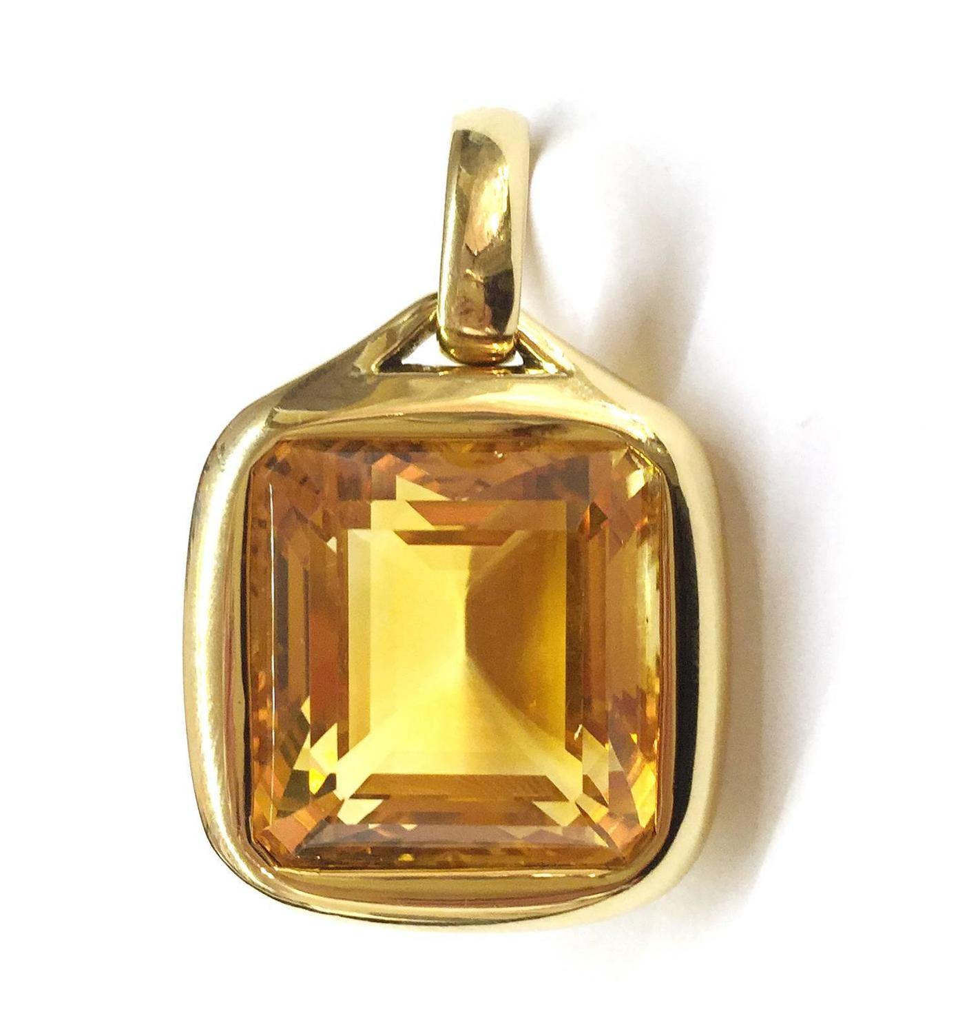 Large Citrine Gold Pendant at 1stdibs