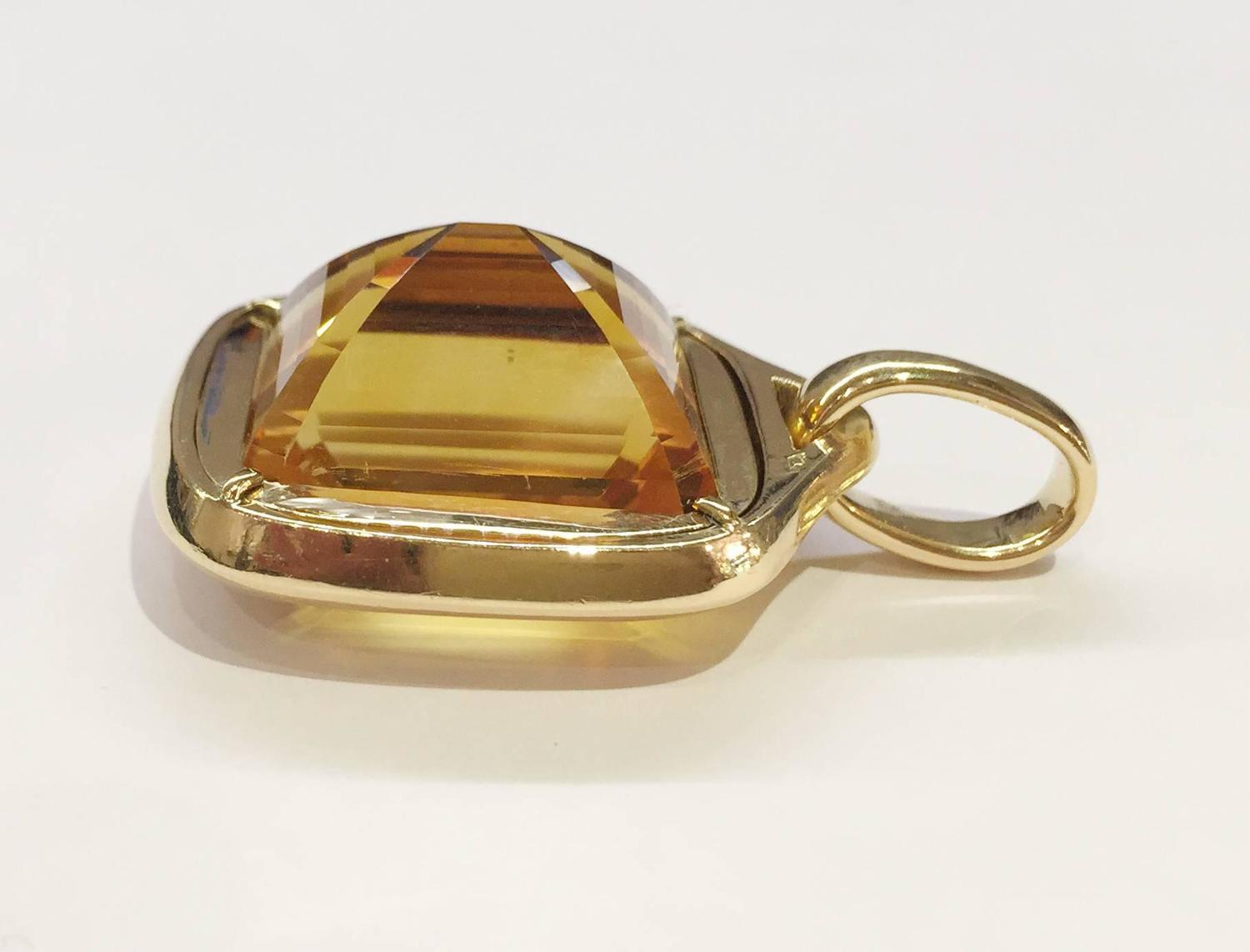 Large Citrine Gold Pendant at 1stdibs
