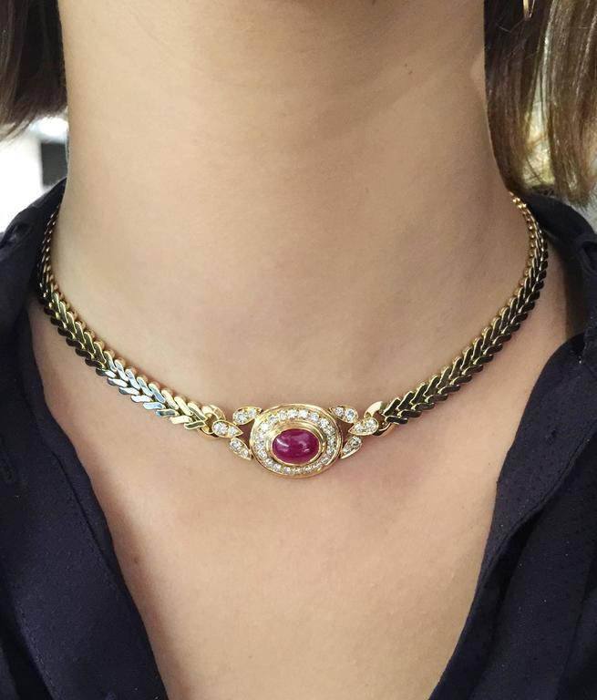 Cartier Ruby Diamond Gold Necklace at 1stDibs | cartier ruby necklace ...
