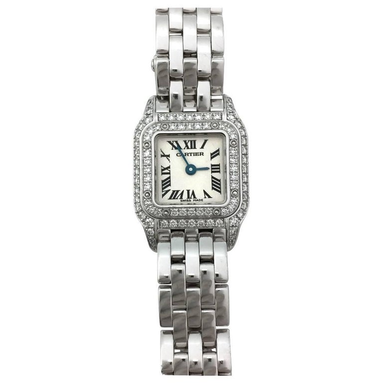 Cartier White Gold Diamond Mini Panthère Quartz Wristwatch at 1stDibs ...