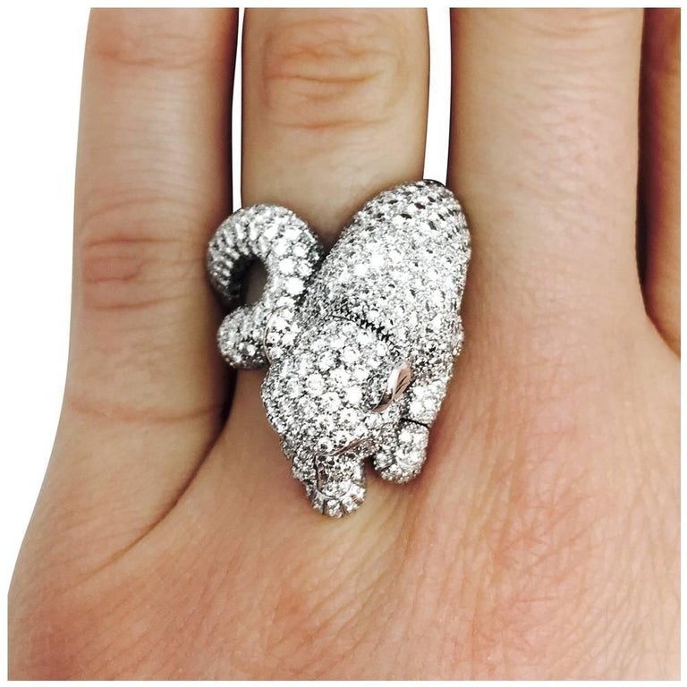 Cartier Ring, Féline Collection, Diamonds, Emeralds and Onyx at 1stDibs