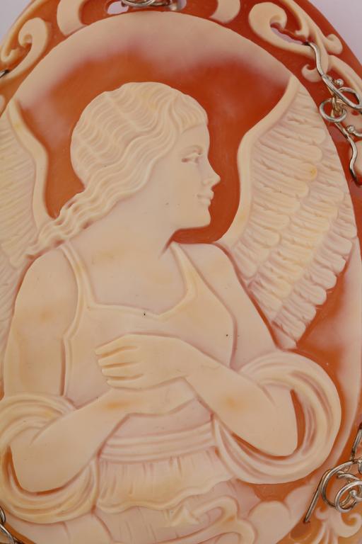 Amedeo "Angel" Cameo Silver Brooch Pendant For Sale at 1stDibs