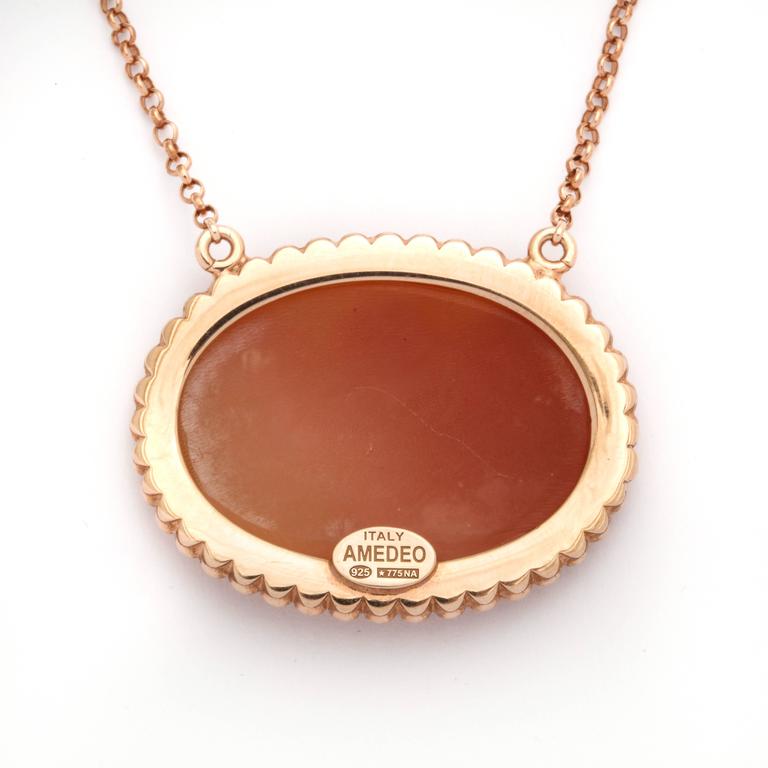 Amedeo Wise Monkeys Cameo Necklace For Sale at 1stDibs