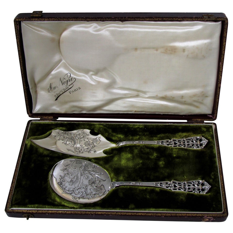 Fabulous French All Sterling Silver Ice Cream Servers 2 pc w/box ...