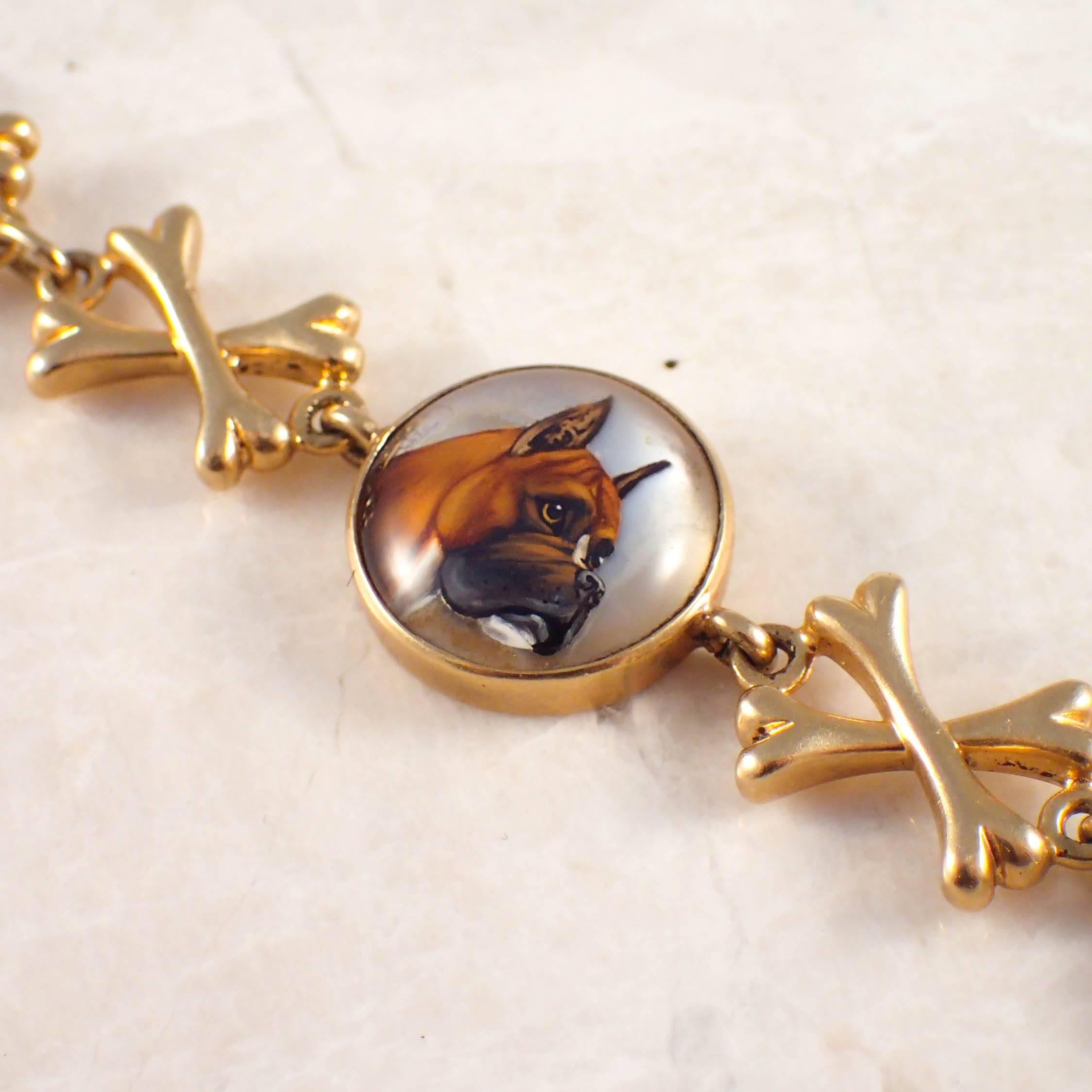 Art Deco Essex Crystal Gold Boxer Dog Motif Bracelet For Sale at ...