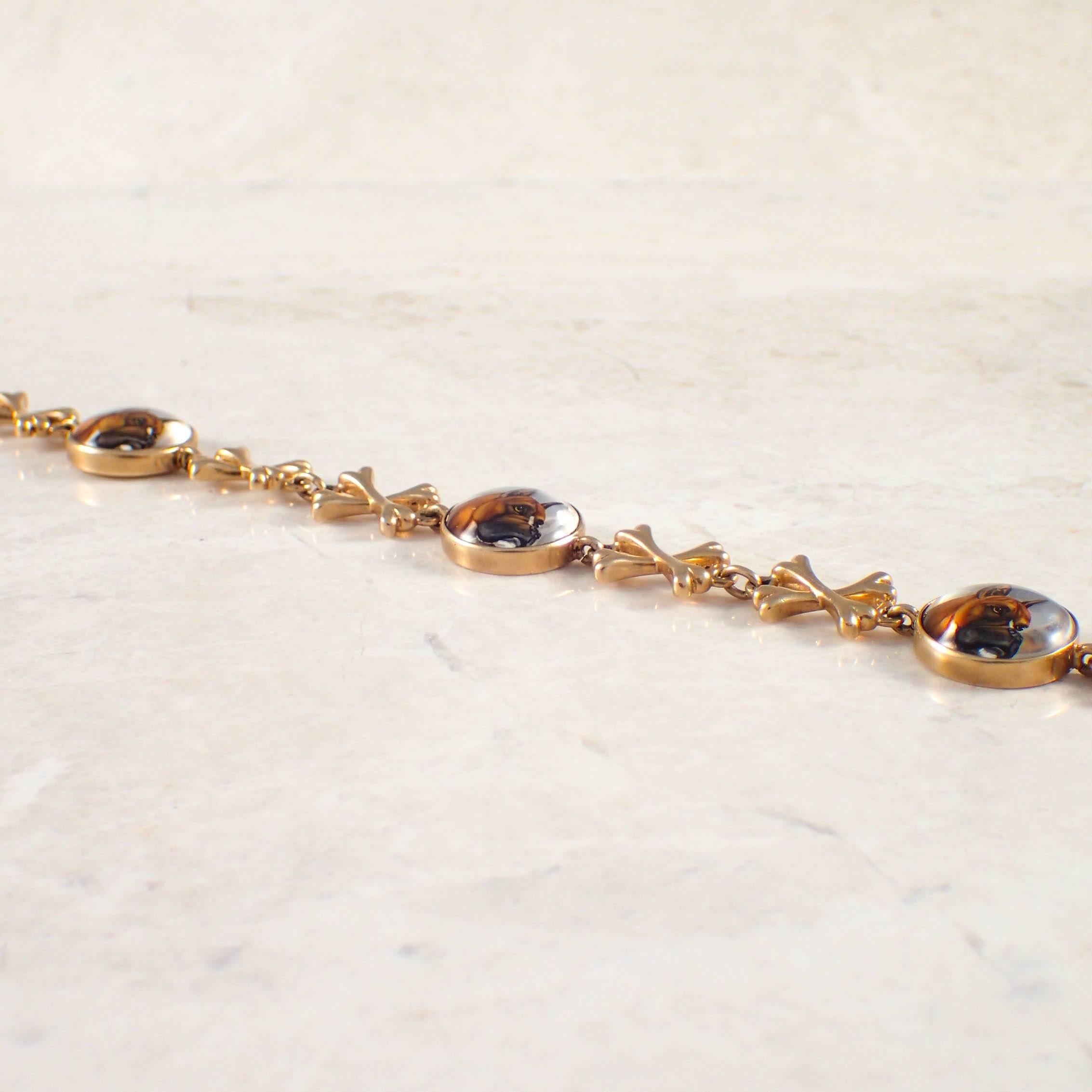 Art Deco Essex Crystal Gold Boxer Dog Motif Bracelet For Sale at ...