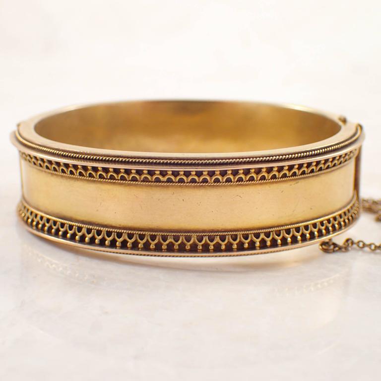 Victorian Gold Hinged Bangle Bracelet at 1stDibs