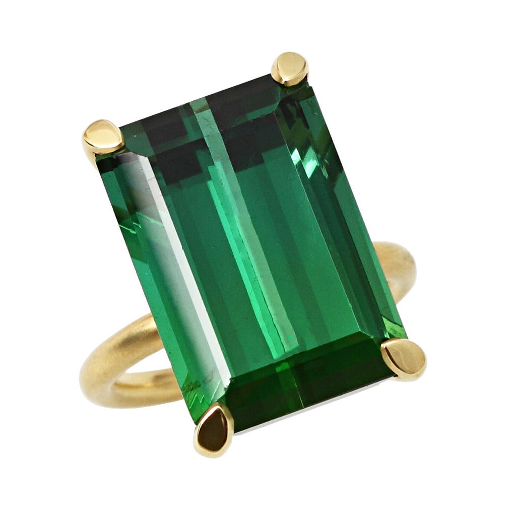 Green Tourmaline Gold Ring at 1stDibs