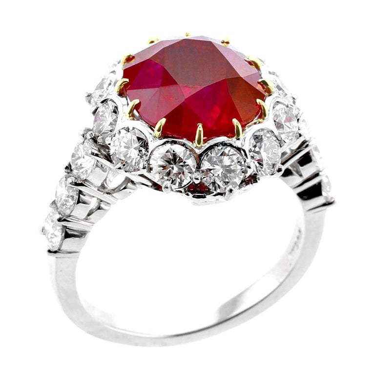 Garrard London 5 Carat Pigeon's Blood Burma Ruby Diamond Cluster ...