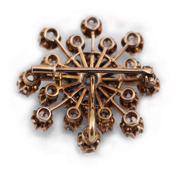 Old European Cut Diamond Snowflake Brooch Pendant at 1stDibs | vintage ...