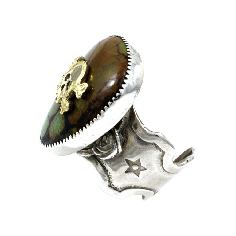 Kit Carson Sterling Silver Gold Skull Guitar Pick "Cruise Easy" Ring ...
