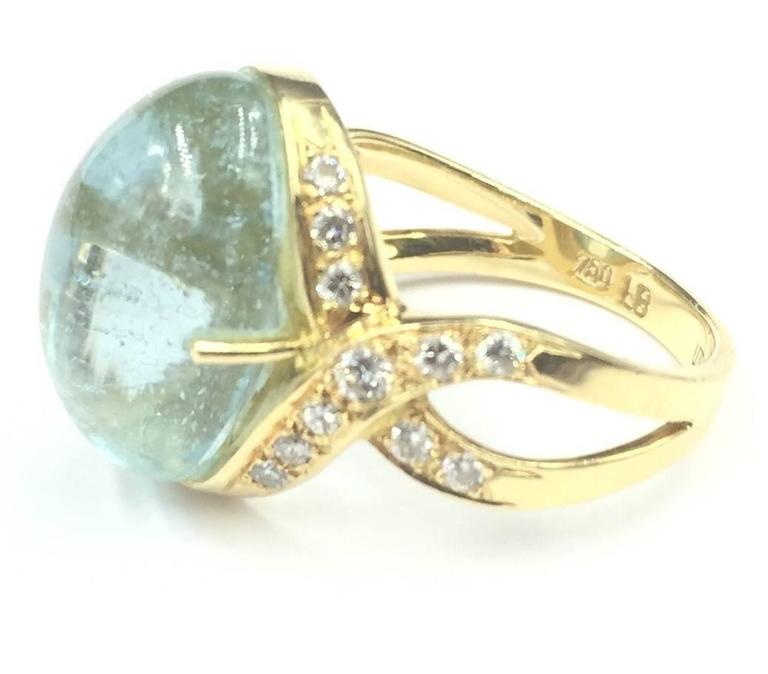 1960's Luth Bijoux French Whimsical Aquamarine and Diamond Gold Ring at ...