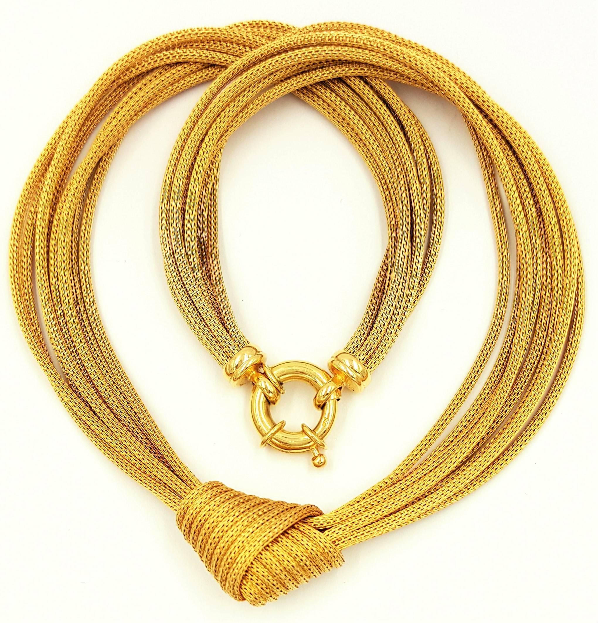 Ross-Simons Gold Mesh Texture Versatile Knot Fashion Necklace at 1stDibs
