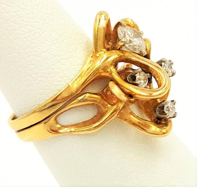 Fascinating Contemporary Freeform Wire .55 Carat Diamond Gold Ring For ...