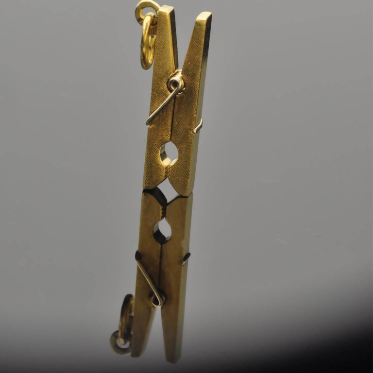 Gold Clothespin Amulet Charm Pendant For Sale at 1stDibs
