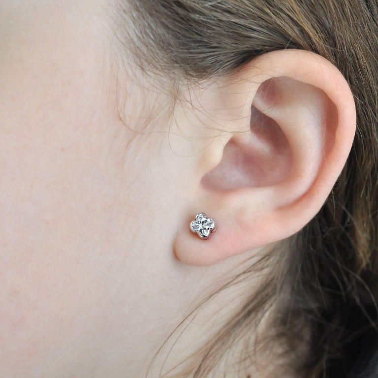 Lily Cut Diamond White Gold Stud Earrings at 1stDibs | lili cut diamond