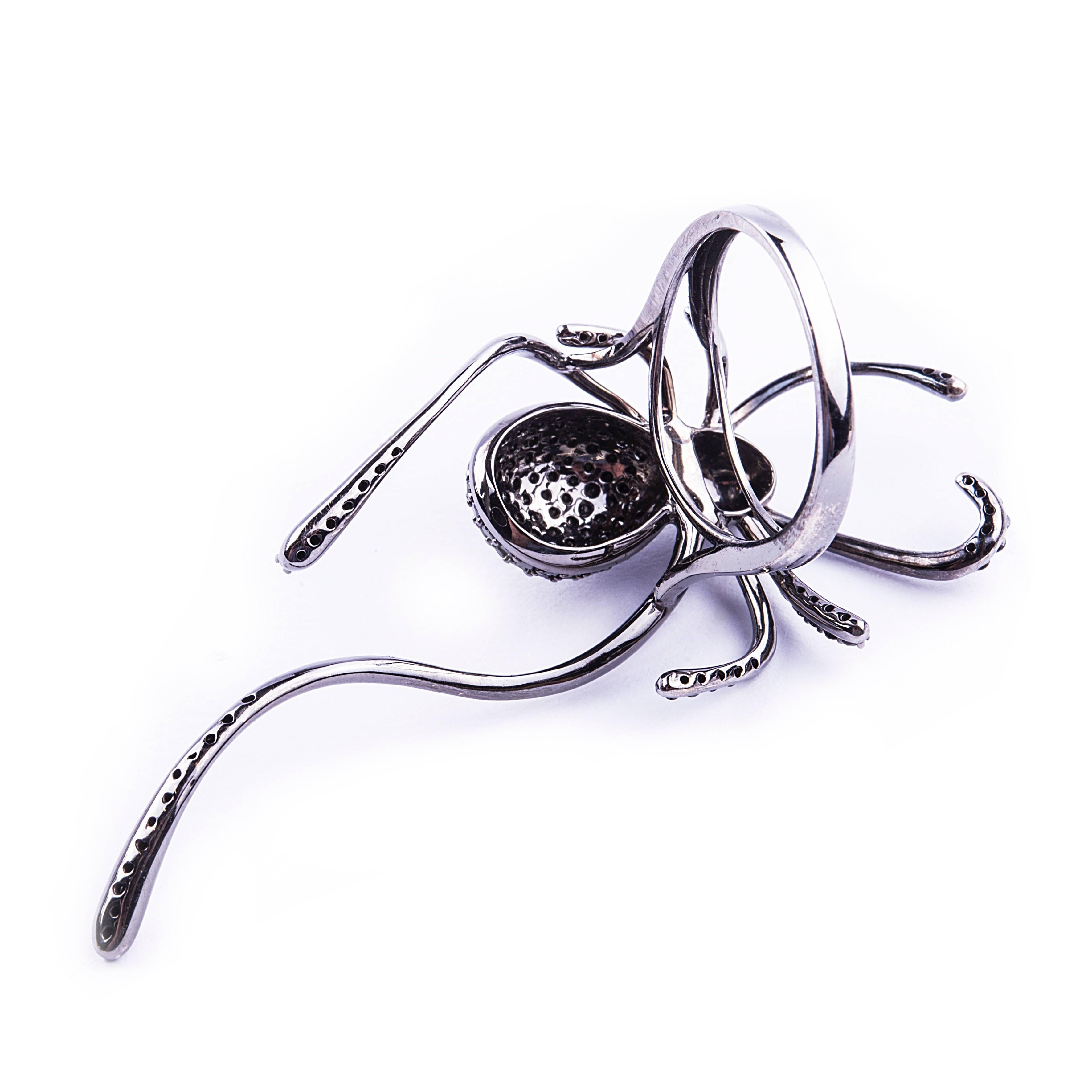 Black Diamond Gold Spider Ring For Sale at 1stDibs | diamond spider ...
