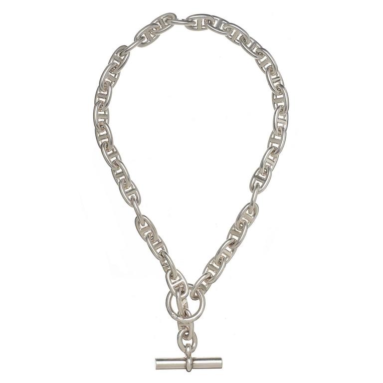 Hermes Silver Marine Link Necklace at 1stDibs | hermes link necklace