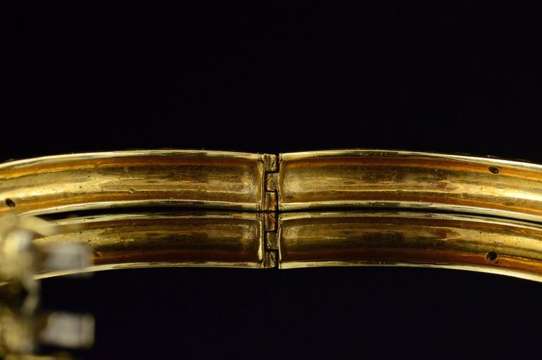 1970s Western Style Turquoise Coral Gold Bangle Bracelet at 1stDibs