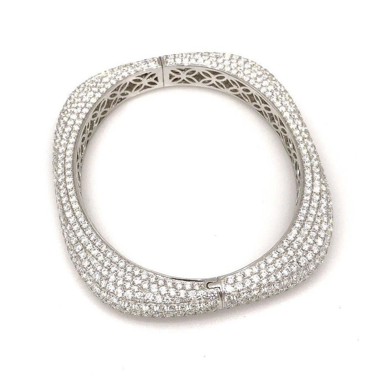 Rounded Square Diamond Pave Bangle Bracelet For Sale at 1stDibs