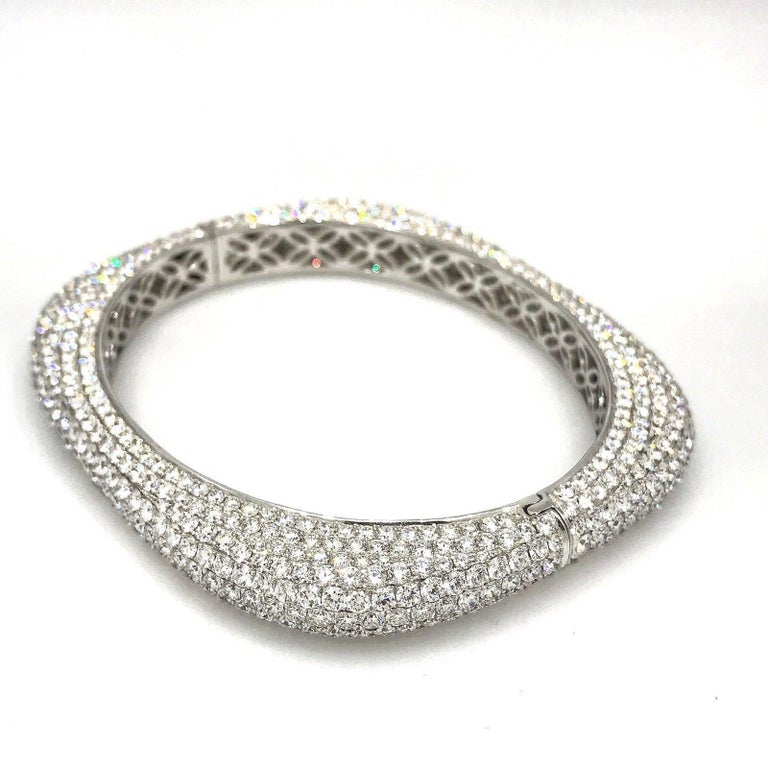 Rounded Square Diamond Pave Bangle Bracelet For Sale at 1stDibs