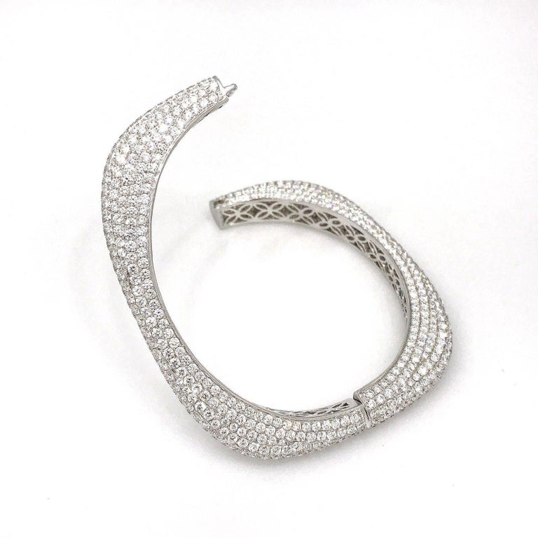 Rounded Square Diamond Pave Bangle Bracelet For Sale at 1stDibs