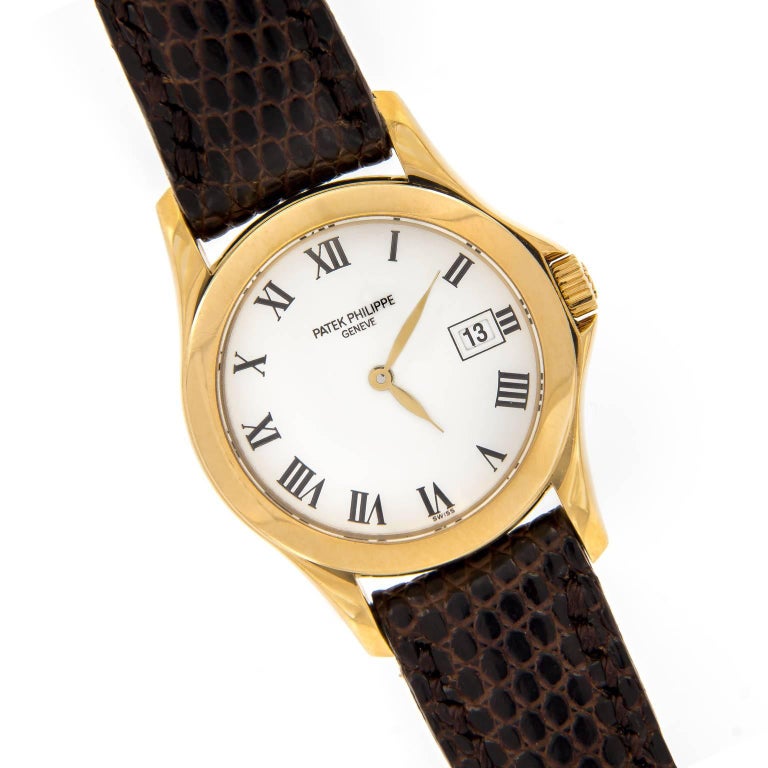 Patek Philippe Ladies Yellow Gold Calatrava Quartz Wristwatch Ref 4906J ...