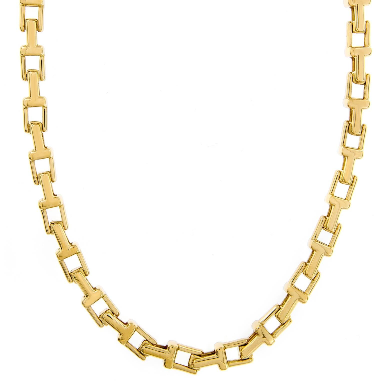 Tiffany and Co. T Chain Gold Necklace at 1stDibs