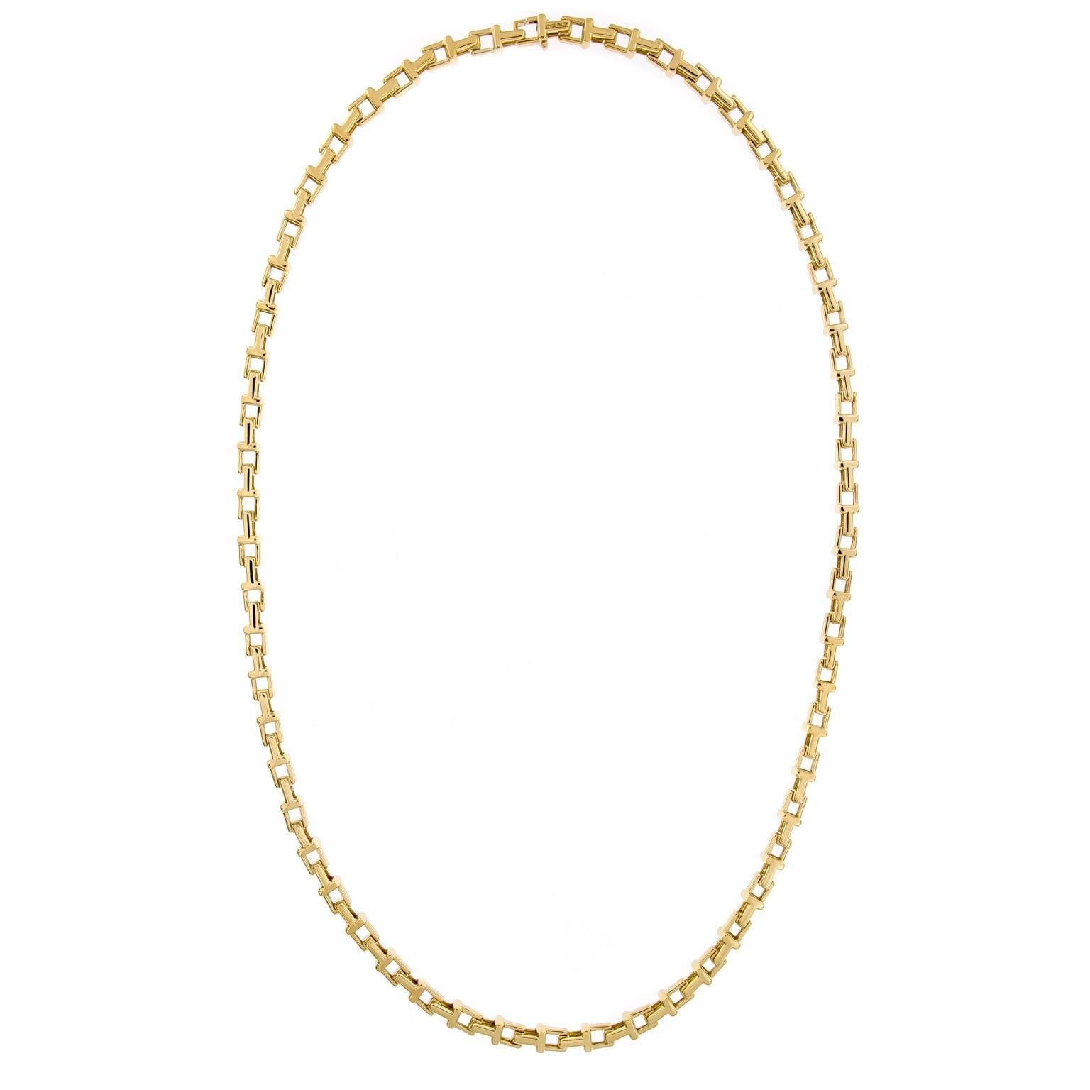 Tiffany and Co. T Chain Gold Necklace at 1stDibs