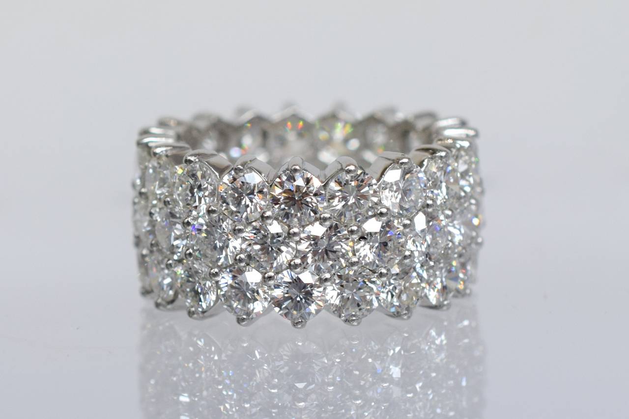 Three Row Diamond Platinum Eternity Band at 1stDibs | three row eternity band, 3 row diamond ...