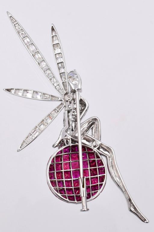 Mystery Set Ruby Diamond Gold Fairy Brooch at 1stDibs