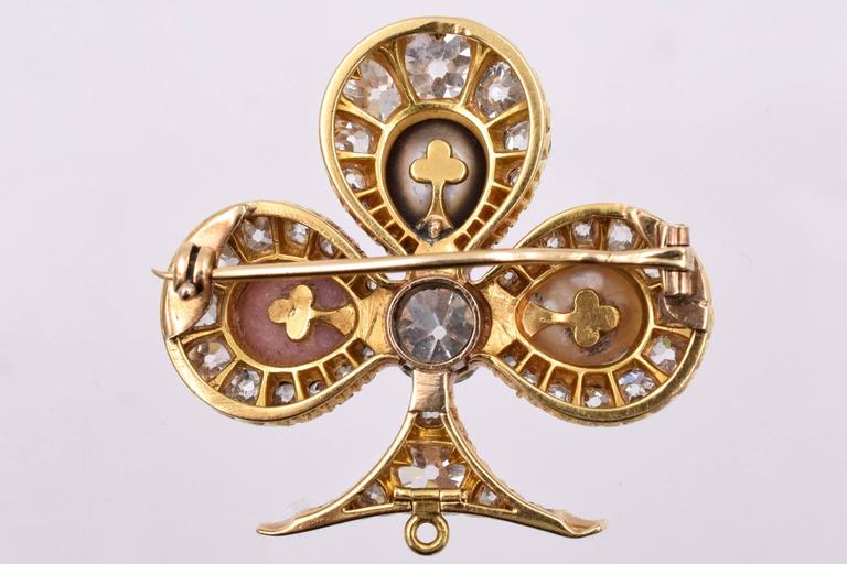 1900 Natural Pearl Diamond Trefoil Brooch at 1stDibs | pearl and ...