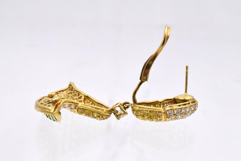 Intense Yellow and White Diamond Belle Flower Earrings For Sale at 1stDibs