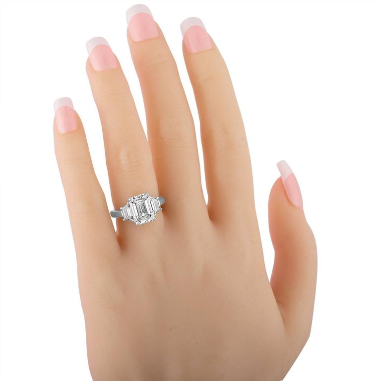 4.08 Carat Emerald Cut Diamond Set in Platinum Ring Mounting at 1stDibs ...
