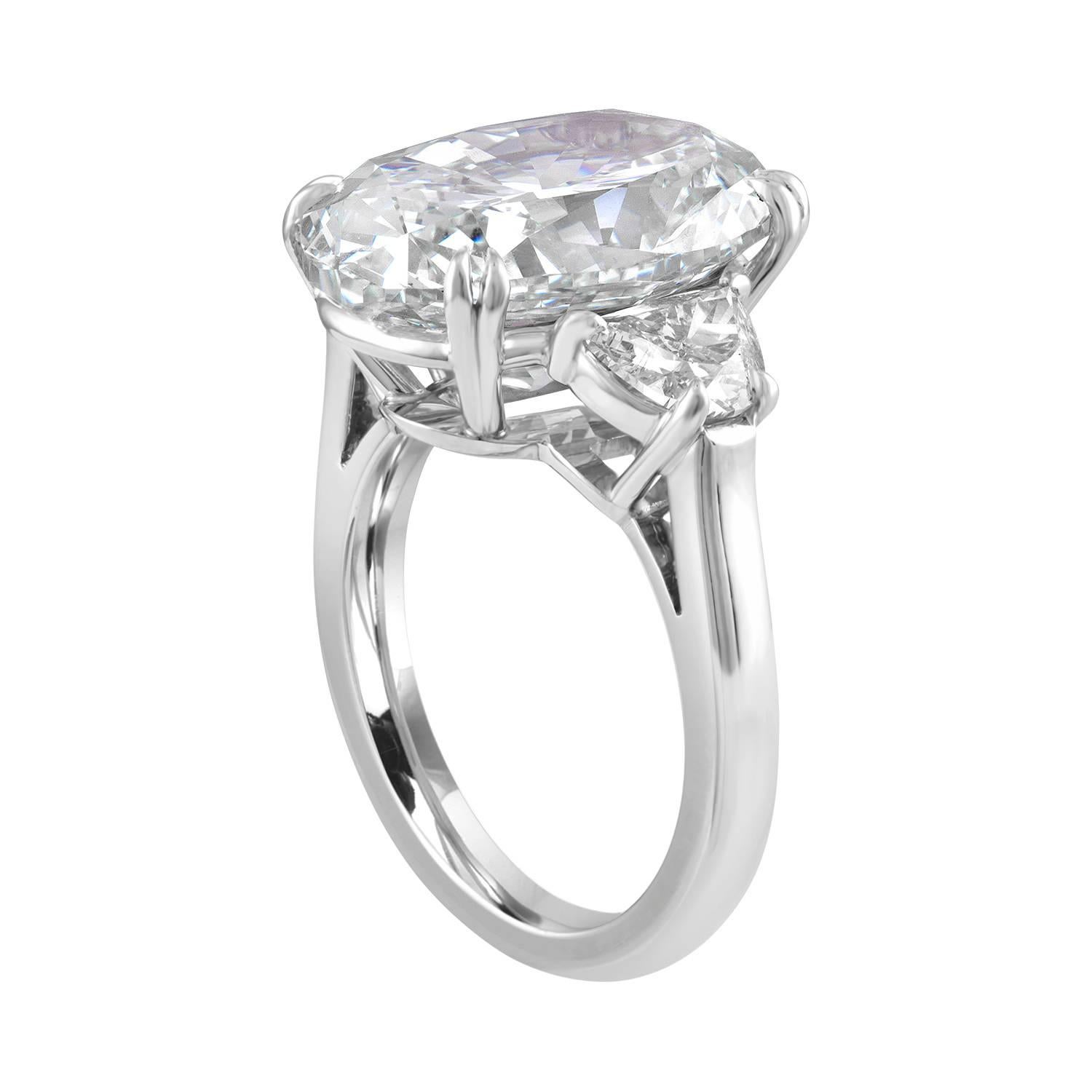 10.07 Carat Oval GIA Set with Half Moons in Platinum Ring Mounting at ...