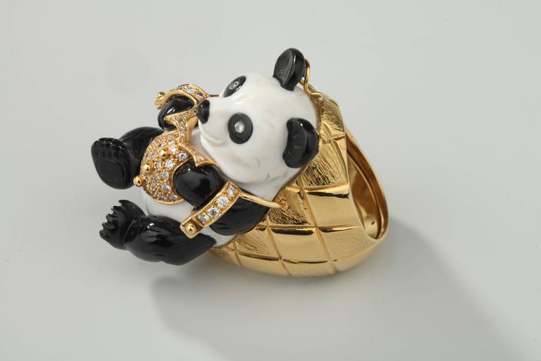 Eva Segoura White Opal Onyx Diamond Gold Panda Ring For Sale at 1stDibs ...
