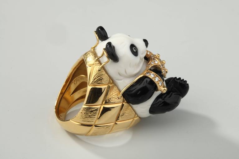 Eva Segoura White Opal Onyx Diamond Gold Panda Ring For Sale at 1stDibs ...