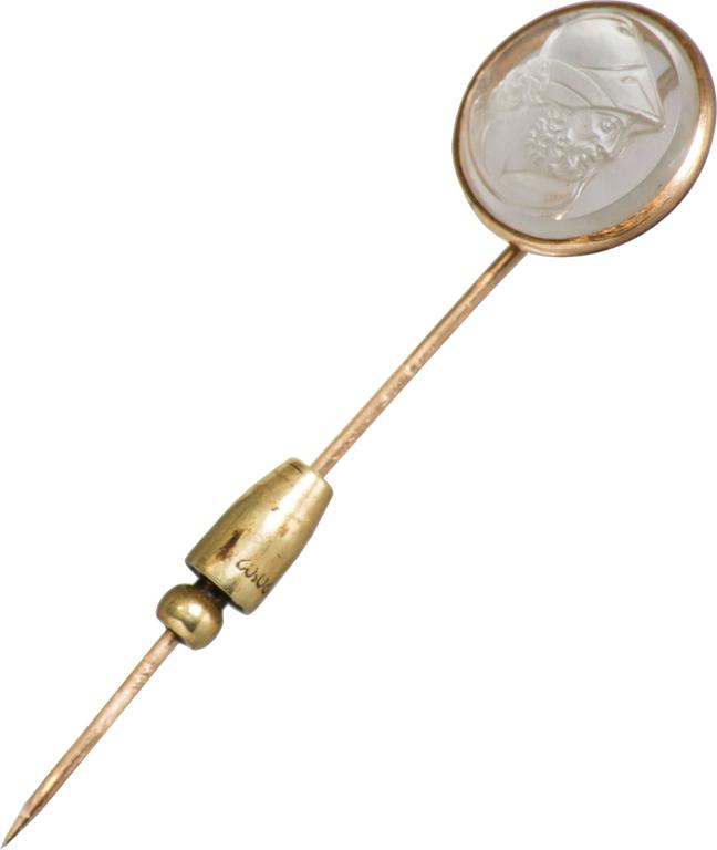 Victorian Gold and Rock Crystal Intaglio Stick Pin at 1stDibs