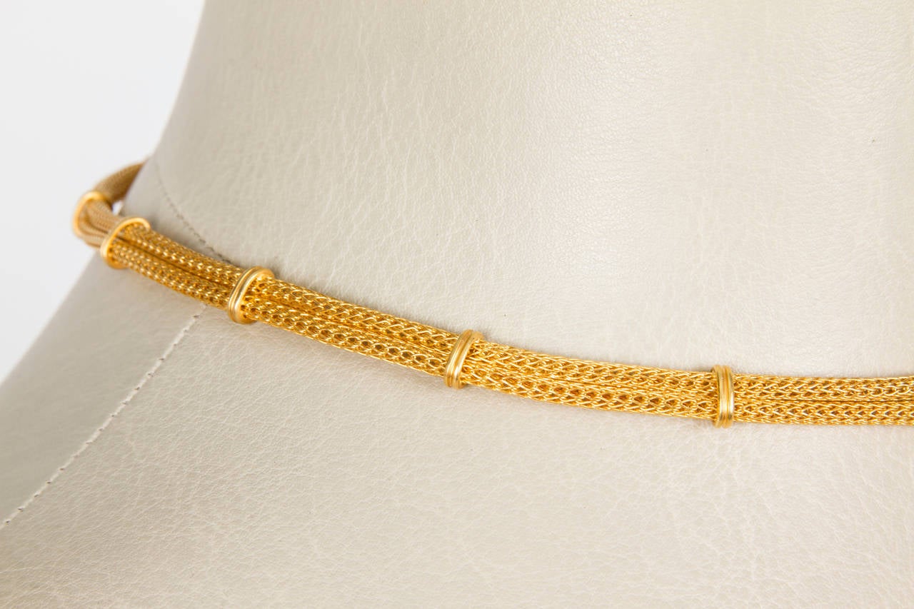 Double Braided Gold Rope Necklace with Square Knot at 1stDibs