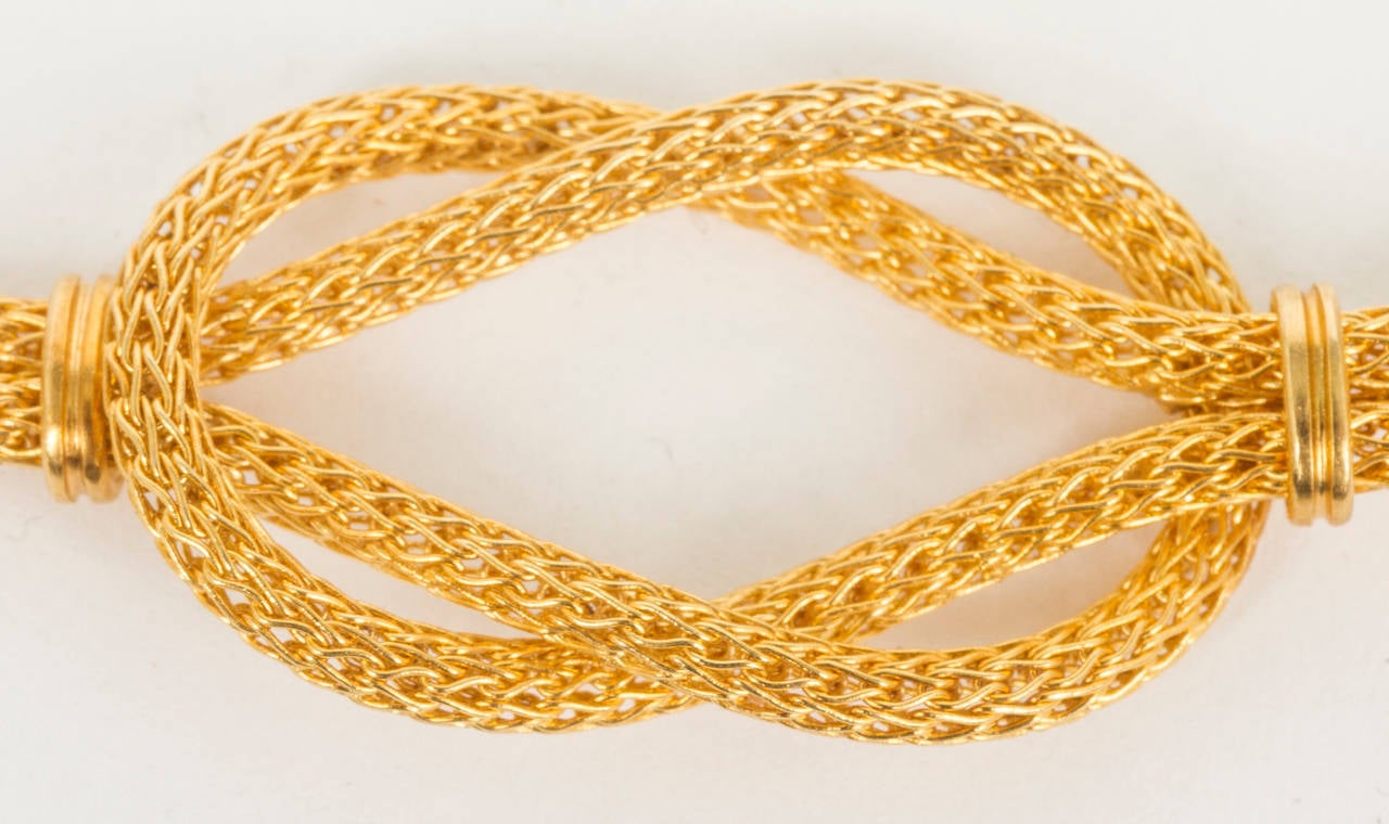 Double Braided Gold Rope Necklace with Square Knot at 1stDibs