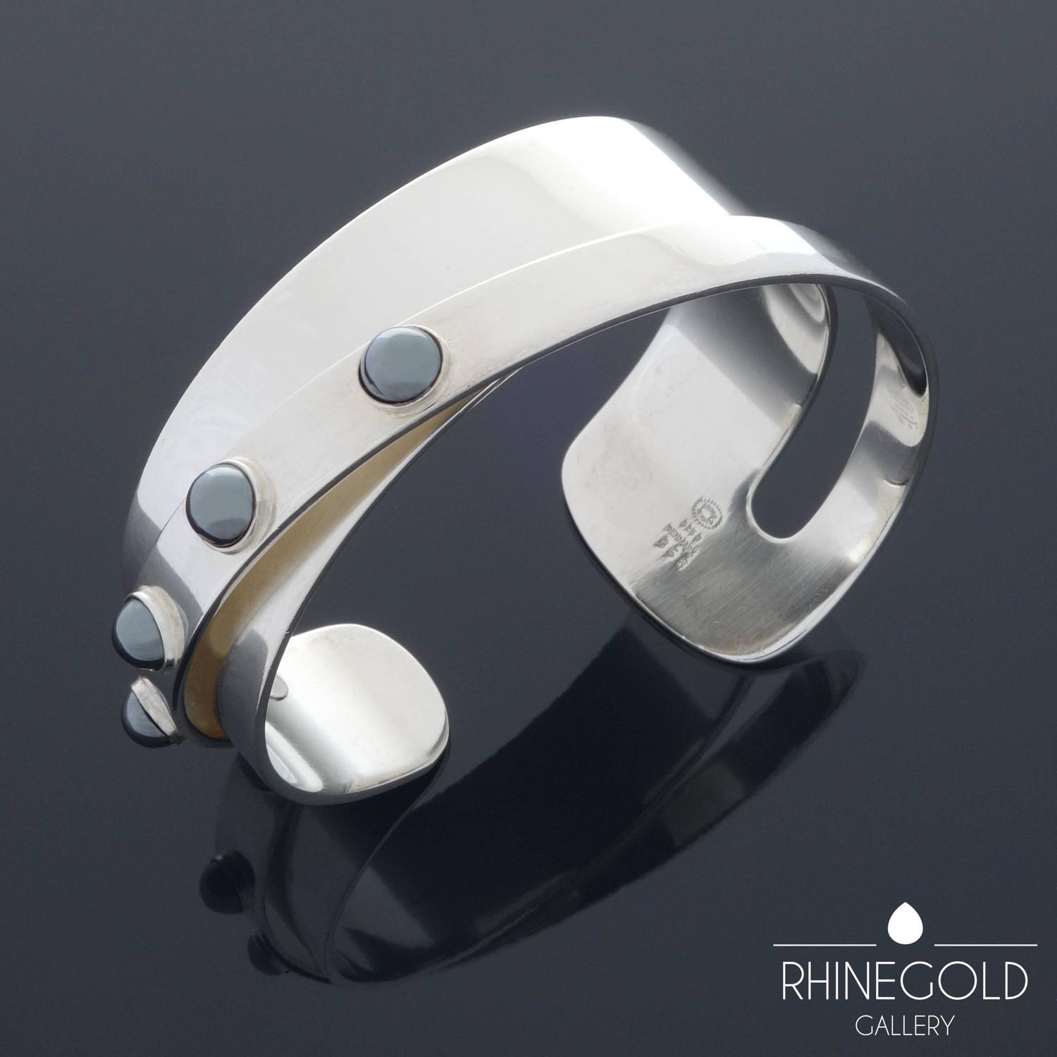 Georg Jensen by Regitze Overgaard Hematite Silver Bangle #358 at 1stdibs