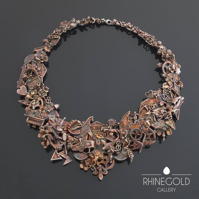 Ehinger-Schwarz Modernist Figural Patinated Silver Necklace For Sale at ...
