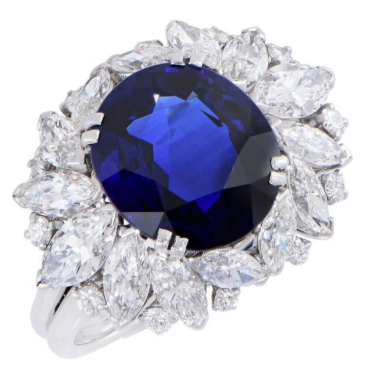 Harry Winston 5.78 Carat Natural Sapphire and Diamond Platinum Cocktail ...