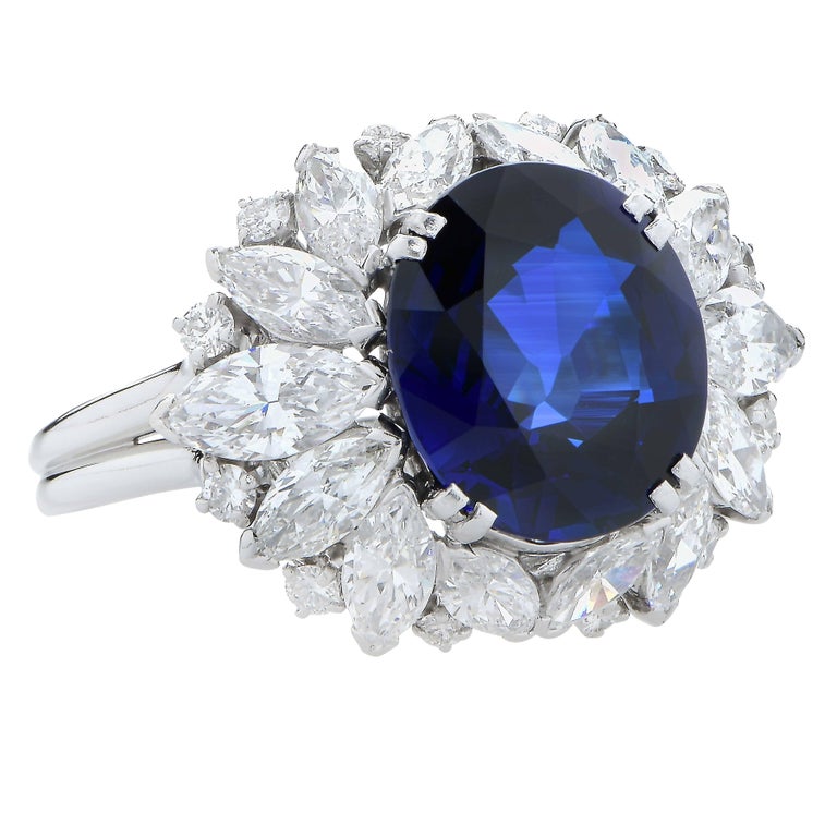 Harry Winston 5.78 Carat Natural Sapphire and Diamond Platinum Cocktail ...
