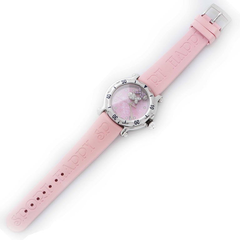 Chopard Ladies Stainless Steel Happy Beach Pink Wristwatch For Sale at ...