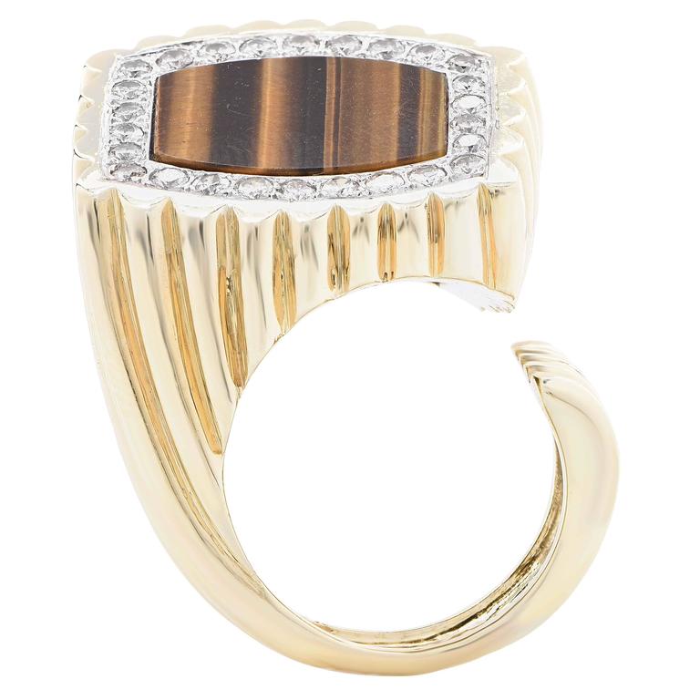 Le Triomphe Tiger's Eye, Diamond and Gold Ring For Sale at 1stDibs ...