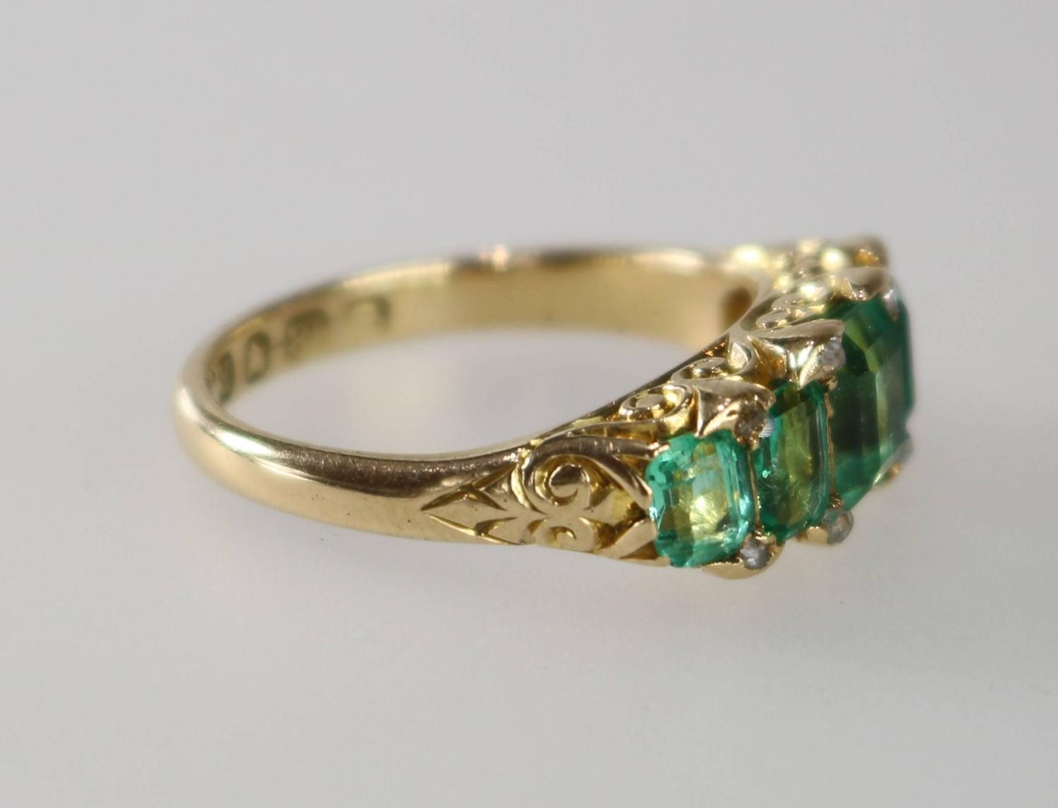 Antique Late 1800s Emerald Gold Ring With English Assay Marks For Sale ...