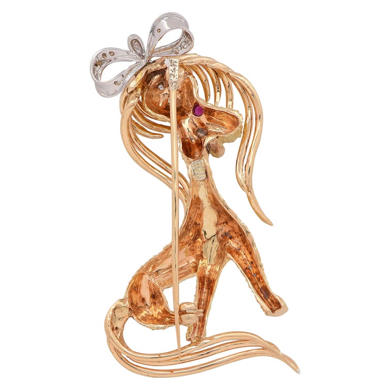 Poodle Dog Gold Brooch For Sale at 1stDibs | poodle brooch