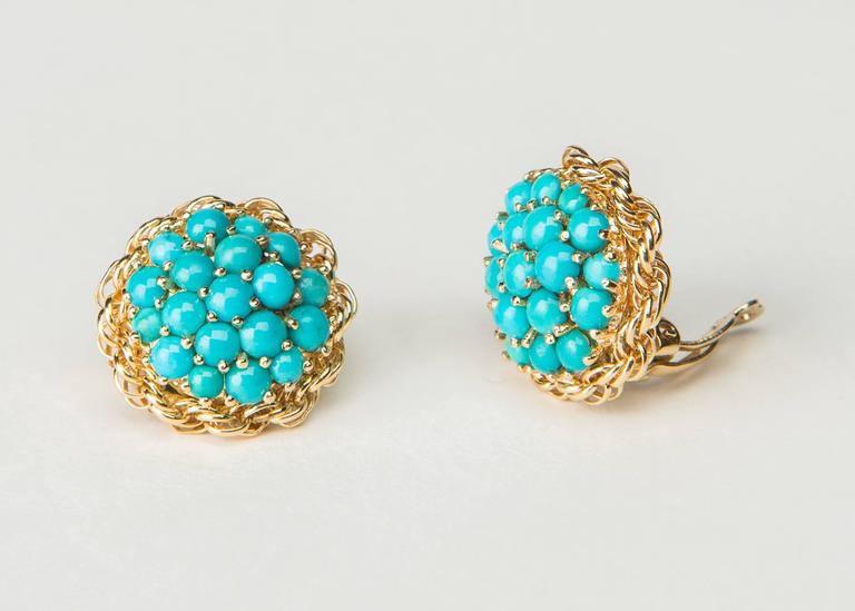 Cartier Turquoise Gold Earrings at 1stDibs